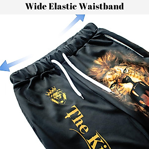 Ufehaho Lion King 3D Printed Men's Hoodies Sweater Set Pullover Tracksuit for Big and Tall 2 Piece Sweatshirt Suit