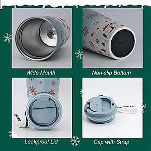 GEMFUL Christmas Coffee Tumbler Screw on Lid 510 ml Stainless Steel Thermal for Women Friends or Coworker
