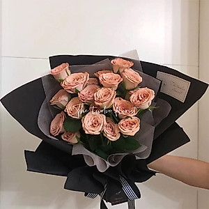 XICHEN 20 Sheets/Korean style waterproof Colors Flower Wrapping Paper,Florist Bouquet Paper,DIY Crafts,gift wrapping paper ouya paper58 x 58cm/22.8x 22.8 inch (Black)