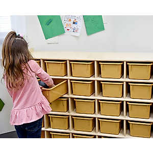 Angeles Value Line Cubby Storage Trays, Set-12 Tan, ANG7052T12, Nursery or Classroom Décor, Preschool or Daycare Plastic Bins for Kids Shelving Units