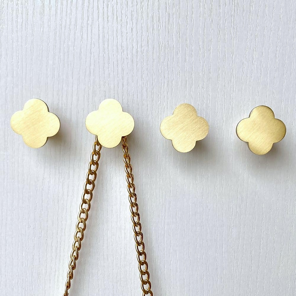 Solid Brass Decorative Wall Hooks, Coat Backpack Purse Screw-in Wall Hangers, Wall Mounted Fancy Hooks (Shining Gold 4 Pack)