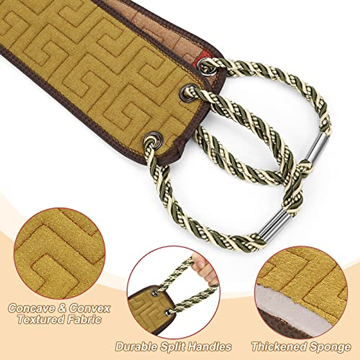 Exfoliating Back Scrubber for Shower, Double-Sided Back Scrub Washcloth with Handles, 38 Inches Body Exfoliator Bath Tool to Clean Your Body Deeply for Men & Women Skin Care (Yellow)