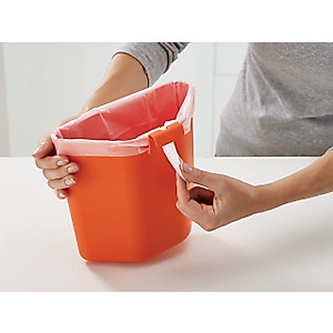 Joseph Joseph Stack 4 Liter/1 Gallon Food Waste Caddy with Odour Filter, Graphite & Joseph Joseph IW2 Biodegradable, Compostable Bags, Pack of 50 Food Waste Bin Liners (4 Liter), White