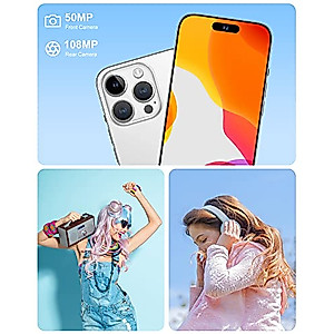 WV LeisureMaster A14 Pro Max 5G Unlocked Smartphone - 6GB+128GB Fully Unlocked Cell Phone for Android 11, 7.3" ,7300mAh, 50MP+108MP Dual Camera（White）