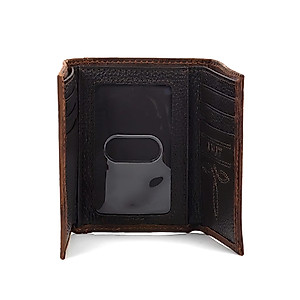 M & F Men's Trifold USA Flag & Logo Leather Wallet