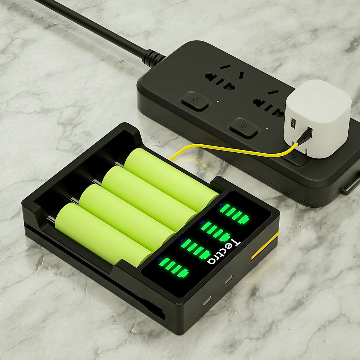 18650 Battery Charger, Tectra Universal Smart LED Charger for Rechargeable Li-ion Batteries 18650 26650 18490 17670 17500 16340 14500, Ni-MH Ni-Cd A AA AAA AAAA Batteries