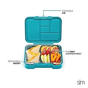 Simple Modern Bento Lunch Box for Kids | BPA-Free Leakproof Container for Girls, Boys, Toddlers with 5 Compartments | Porter Collection | 30oz, Unicorn Fields