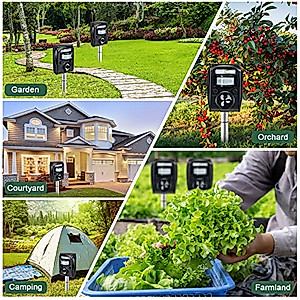 2 Pcs Ultrasonic Animal Repellers Black Solar Deterrent Devices Waterproof Ultrasonic Deer Repellents with Motion Sensor Flashing Light for Garden Farm House Drive Cat Dog Bird Coyote Skunk