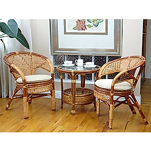 Pelangi Handmade Rattan Dining Wicker Chair W/Cushion, Colonial