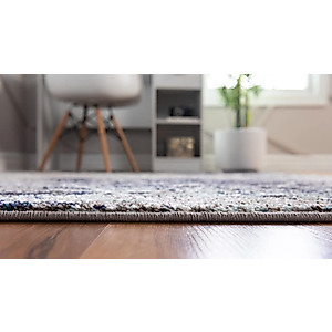 Unique Loom Trellis Frieze Collection Area Rug - Geometric (4' x 6', Blue Multi/ Ivory)