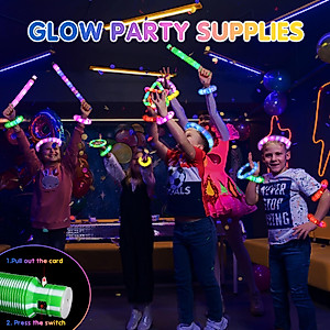 Gigilli 24 Pack Glow Sticks Party Favors for Kids 4-8-12, Christmas Stocking Goodie Bags Stuffers Light up Pop Tubes, Bulk Glow Necklace Bracelet Birthday New Years Eve Glow in the Dark Party Supplies