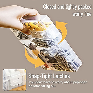 FICJEAD 2Pack 12 Grids Craft Organizers and Storage Bead Organizer Tackle Box Organizer with Adjustable Divider, Plastic, Clear