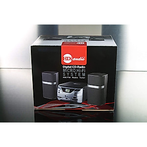HDi Audio Modern Premium CD-526 Compact Micro Digital CD Player Stereo Home Music System with AM/FM Tuner Aux-in & Headphone Jack (Black/Silver)