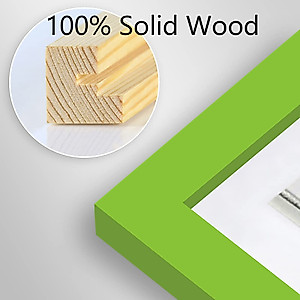 BOJIN 11x14 Picture Frames Green, Solid Wood Display Picture A4 with Mat or 11x14 Without Mat, Wall Hanging Decoration Photo Frame