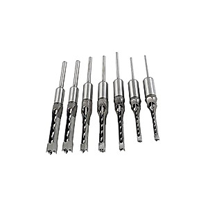 findmall 7Pcs Square Hole Drill Bit, HSS Square Hole Saw Mortise Chisel Drill Bit Tools 6/25, 1/4, 5/16, 3/8, 2/5, 1/2, 9/16 Inch for Mortising Machines Drill