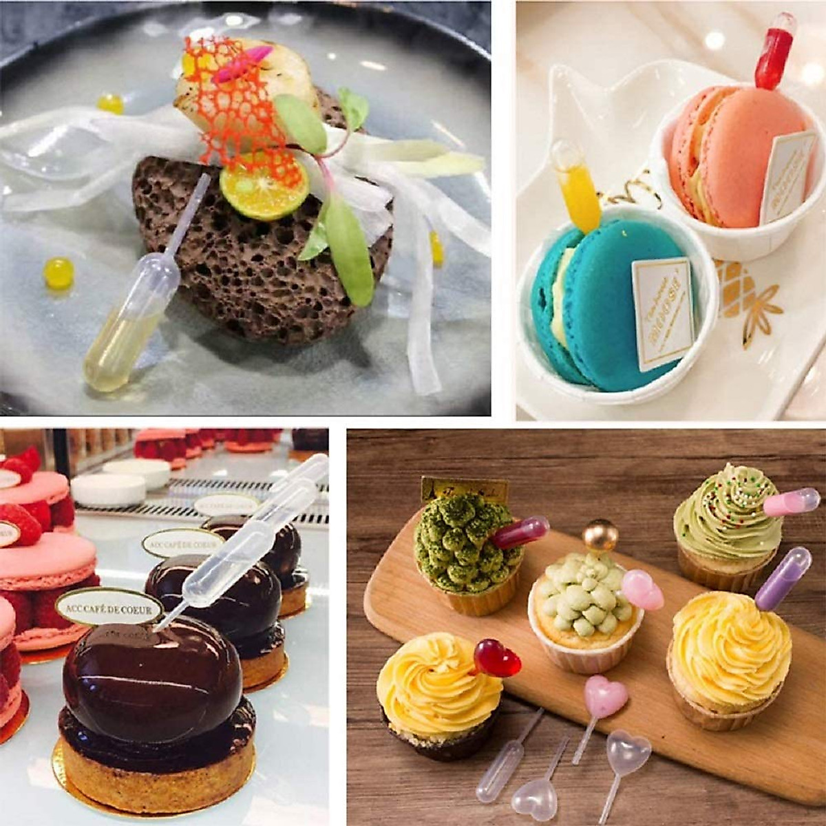 4ml 200Packs Plastic Cupcake Pipettes, Baking Pipettes, Squeeze Dropper Liquid Infuser Transfer Pipettes for Cupcakes, Strawberries