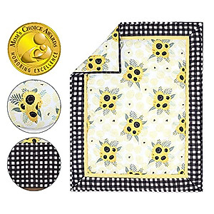 The Peanutshell Sunflower Crib Bedding Set for Baby Girls | 3 Piece Nursery Set | Crib Comforter, Fitted Crib Sheet, Dust Ruffle