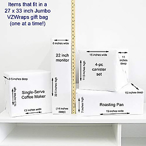 VZWraps Elephants Reusable Fabric Gift Bag for Baby Shower, Child’s Birthday, or Any Occasion (Jumbo 27 Inches Wide by 33 Inches High, Turquoise Blue)