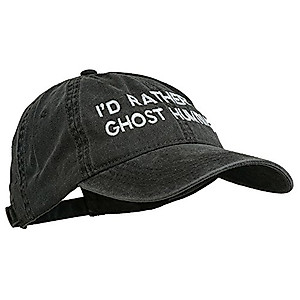 e4Hats.com Ghost Hunting Embroidered Washed Cap - Black OSFM