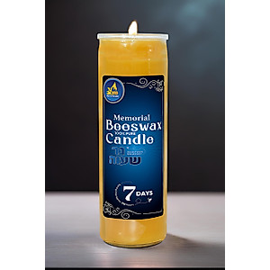 Ner Mitzvah 7 Day Beeswax Yartzeit Candle - 7 Day Kosher Yahrtzeit Memorial and Yom Kippur Candle in Glass Jar