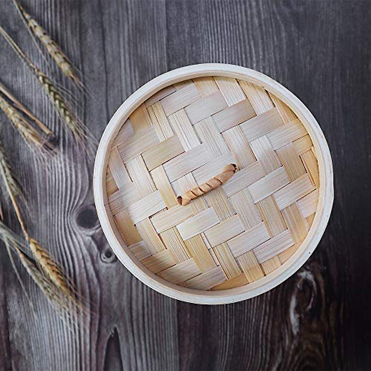 Yuho Asian Kitchen 6 Inch Bamboo Steamer Basket, Individually Box, 2 Tiers & Lid, 10 Parchment Liners, Perfect For Steaming Dumplings, Vegetables, Meat, Fish, Rice (Holiday Gifts)