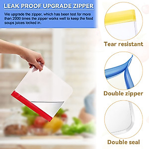 16Pack Reusable Food Storage Bags,Leakproof Reusable Freezer Bags,Extra Thick Reusable Silicone Bags BPA Free PEVA for Marinate Food Lunch Travel Items (4 Gallon Bags+6 Sandwich Bags+6 Snack Bags)