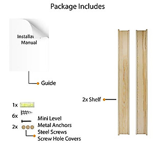 Wallniture Denver 36" Floating Shelves for Kids Room, Wood Nursery Shelves, Kids Room Shelves, Natural Photo Ledge for Nursery Room, Floating Book Shelves for Kids Room Set of 2