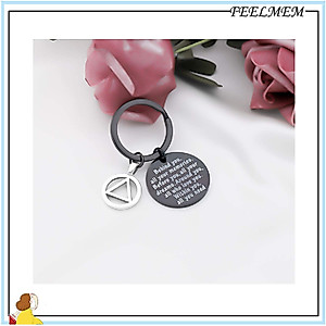 FEELMEM Sobriety Gift Keychain Addiction Recovery Gift AA Alcoholics Anonymous Warrior Recovery Gift New Beginnings Gift(black)