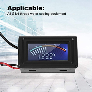 Pointer Display Thermometer with Waterproof Probe, PC G1/4 Thread Water Cooling System Temperature Meter for Computer Laptop