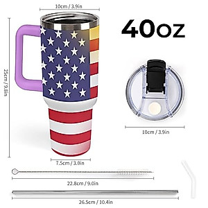 U.S. Venezuela Flag 40 Oz Stainless Steel Cup Travel Tumbler with Handle and Straw Lightweight Coffee Mug for Home Office
