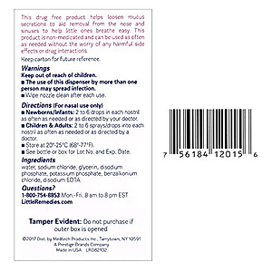 Little Remedies Saline Spray and Drops, Safe for Newborns, 0.5 fl oz