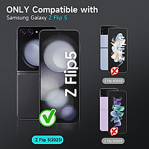 YWXTW for Samsung Galaxy Z Flip 5 Camera Lens Protector, Individual Anti Scratch Metal Ring Tempered Glass Bling Glitter Camera Screen Protector for Galaxy Z Flip 5 Accessories, Glitter Lavender