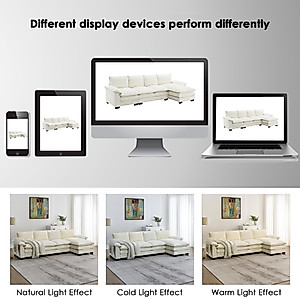 Tmsan 118" Convertible L Shaped Couch, Comfy Modular Sectional Sofa with Double Cushions, Chenille Upholstered Cloud Couches for Living Room, Beige