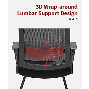 CLATINA Office Guest Chair with Lumbar Support and Mid Back Mesh Space Air Grid Series for Reception Conference Room 4 Pack