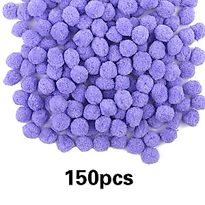 150 Pieces Light Purple Pom Poms, 1 Inch Pom Poms with Self-Adhesive Wiggly Eyes for Crafts, Small Fuzzy Balls Pompom Puff Balls for DIY Art Creative Crafts Decorations