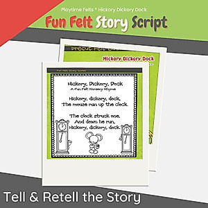 Hickory Dickory Dock Nursery Rhyme Felt Figures | 5 Adorable Felt Board Pieces for Flannel Board Teaching | Perfect for Toddlers, Preschool and Kindergarten - REUSABLE Felt Board Stories