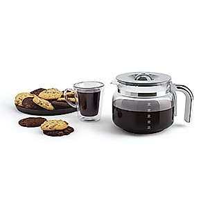 Smeg DCF02WHUK Drip Coffee Machine, Auto-Start Mode, Reuseable Filter, Digital Display, Anti-Drip System, Aroma Intensity Option, 1.4 Litre Tank, White