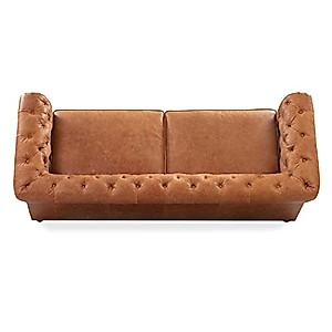 POLY & BARK Lyon Sofa in Full-Grain Pure-Aniline Italian Leather, Cognac Tan