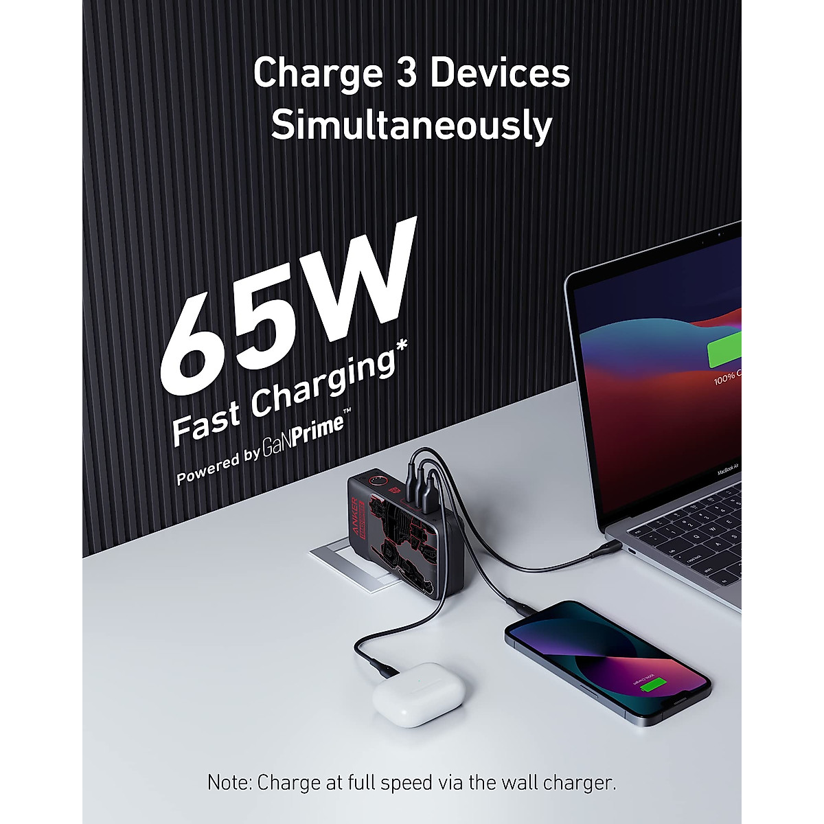 Anker GaNPrime Power Bank, 2-in-1 Hybrid Charger, 10,000mAh 30W USB-C Portable Charger with 65W Wall Charger, Works for iPhone 15/15 Plus/15 Pro/15 Pro Max/14/13, Samsung, Pixel, MacBook, Dell