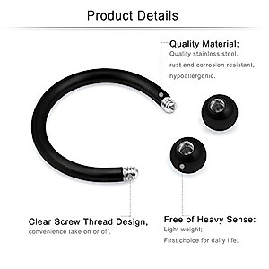 Cisyozi 16G Septum Ring Jewelry Surgical Stainless Steel Horseshoe cute Septum Nose Cartilage Helix Tragus Rook Daith Earring Hoop Lip belly Navel Eyebrow Ring Piercing Jewelry Retaine Women Men 10mm