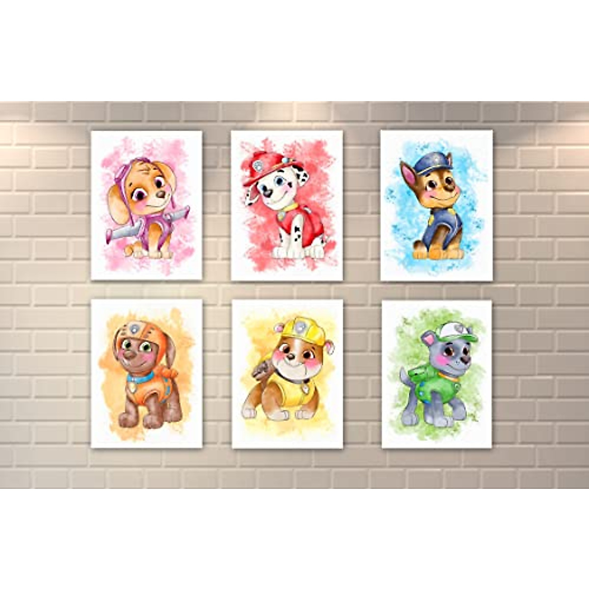 OzWood Crafts- Paw Patrol Wall Decor Poster Prints, Set of 6 FRAMELESS (8''x10''), Paw Patrol room decor for boys, Paw Set of 6 (8inchx10inch)