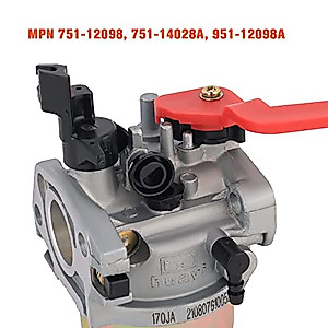 Hipa 751-12098 951-12098 Carburetor Kit for MTD Cub Cadet Troy Bilt 31AS2T5F711 31AS2T5F766 Squall 2100 Snowblower Thrower 270-JU 370-JU Series Engine Replace 751-14028A 951-14028A