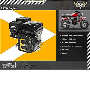 MotoTec 200cc 6.5HP Trailcross Gas Powered Mini Bike Red