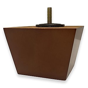 Elegent Upholstery 3 Height [4 x 4 Top] Walnut Finish Wood Tapered Square Sofa Furniture Legs - Set of 4 [Includes Anti-Snag Washers]