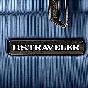 U.S. Traveler Boren Polycarbonate Hardside Rugged Travel Suitcase Luggage with 8 Spinner Wheels, Aluminum Handle, Navy, Checked-Large 30-Inch