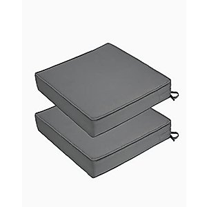 WHIZMIA Patio Chair Cushion for Outdoor Furniture 19x19x4 Inch, Waterproof Outdoor Seat Cushions for Patio Furniture, Garden Sofa Couch Chair Cushions with Ties, Set of 2, Dark Gray