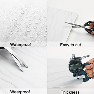 Peel and Stick Floor Tile Vinyl Flooring Peel and Stick Flooring White Marble Self Adhesive Floor Tile for Bathroom and Bedroom Marble Look 12x12 Inch (12 PCS)