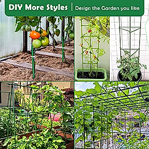 Cludoo 96pcs Garden Stakes Set with 30pcs Sturdy Fiberglass Plant Sticks Stakes Supports, Garden Clips, Connector, Twist Tie and Rotatable Clip for Vegetables, Tomato, Pepper, Trees, Fences DIY