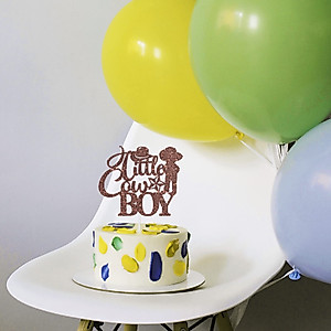 Brown Glitter Little Cowboy Cake Topper, Mexican Themed Cowboy Birthday Party Decorations, Western Baby Shower Party Decorations