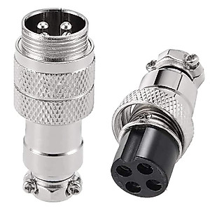 daier 5Pcs 4Pin Aviation Connector,GX16 16mm Aviation Connector Plug Docking Femal & Male Circular Connector